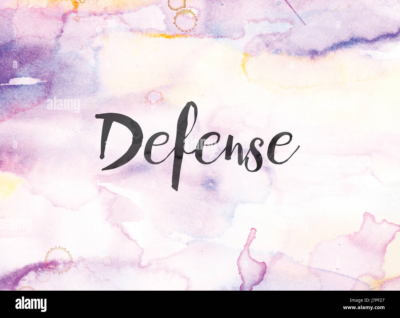 The word Defense concept and theme written in black ink on a colorful ...