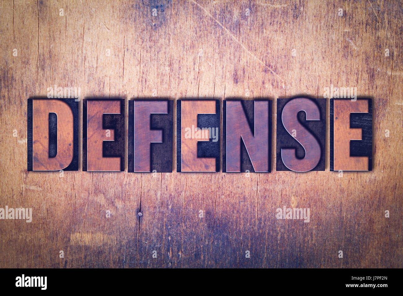 The word Defense concept and theme written in vintage wooden ...