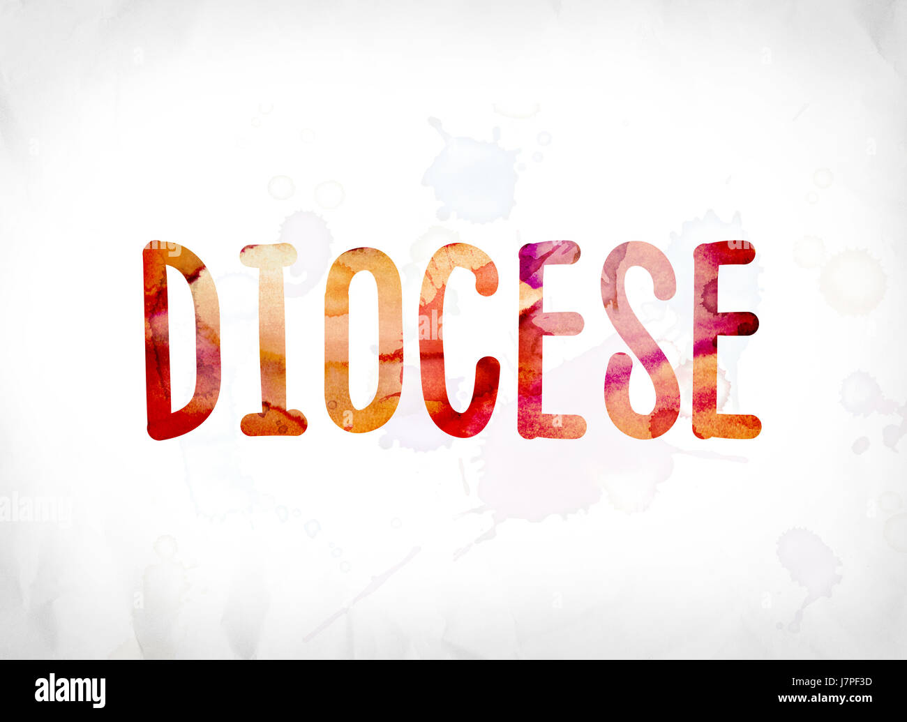 The word Diocese concept and theme painted in colorful watercolors on a ...