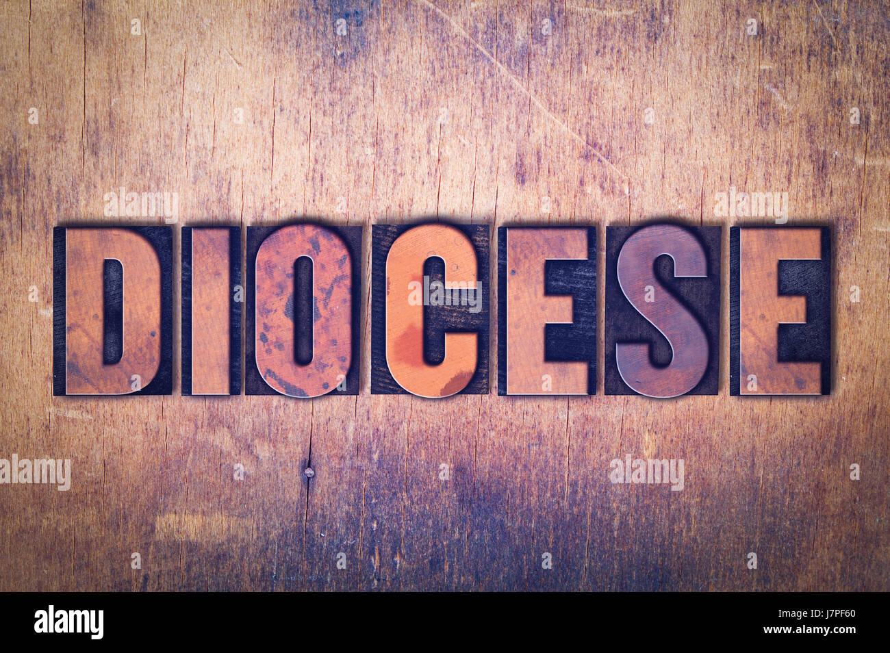 The word Diocese concept and theme written in vintage wooden ...