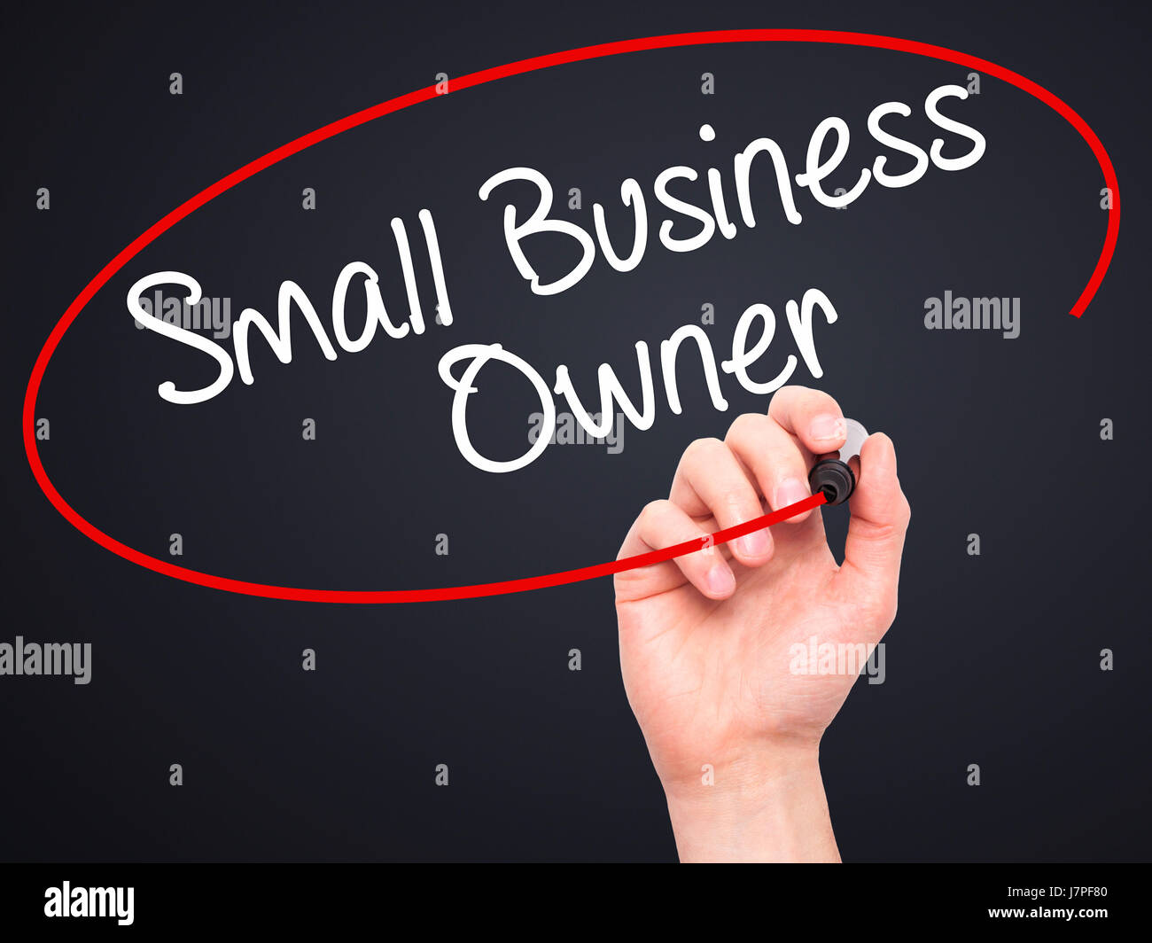 Man Hand writing Small Business Owner with black marker on visual ...