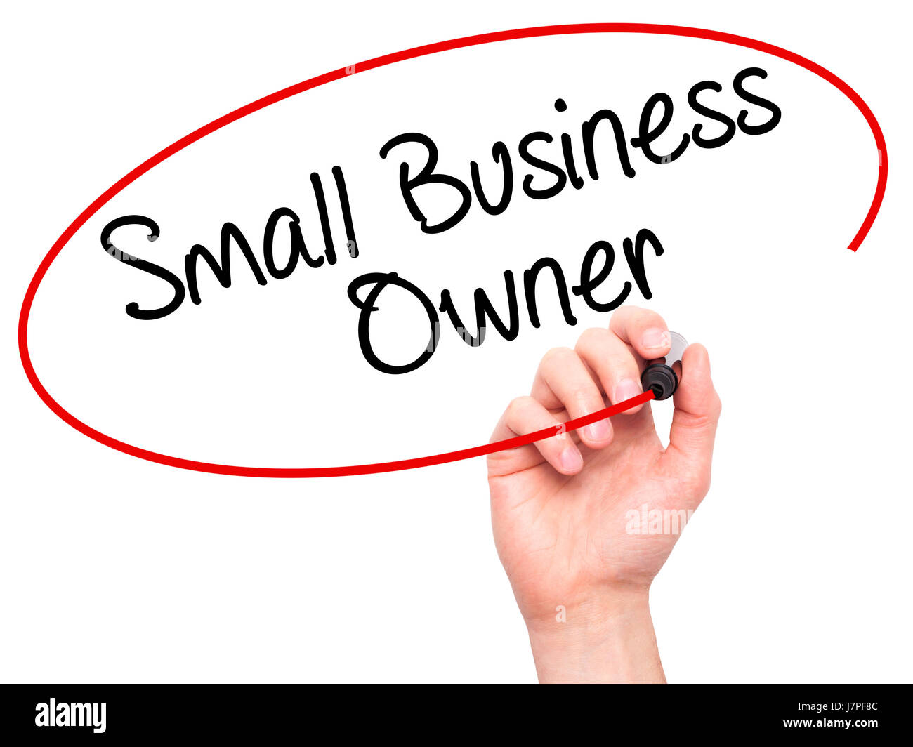 Man Hand writing Small Business Owner with black marker on visual ...