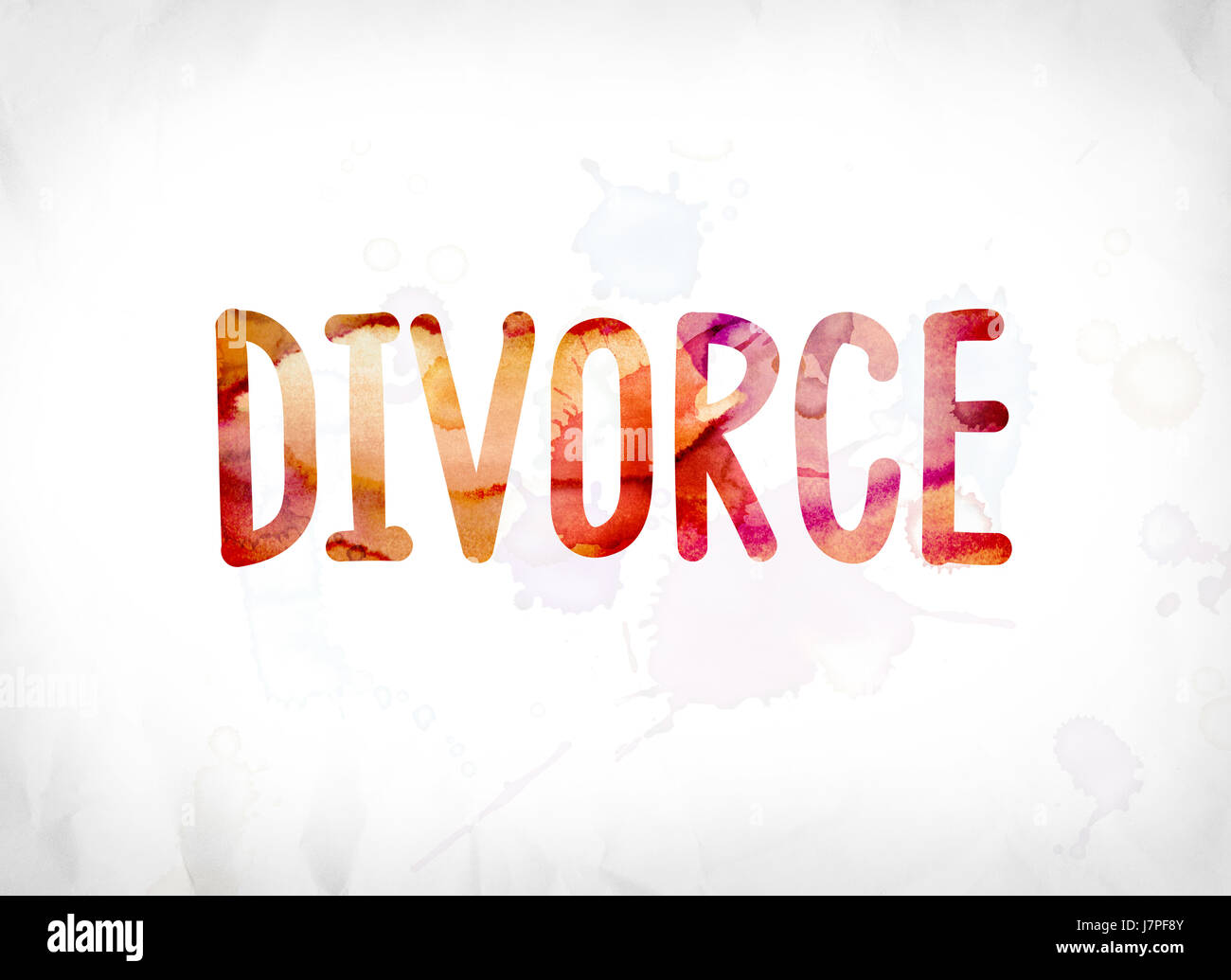 The word Divorce concept and theme painted in colorful watercolors on a ...