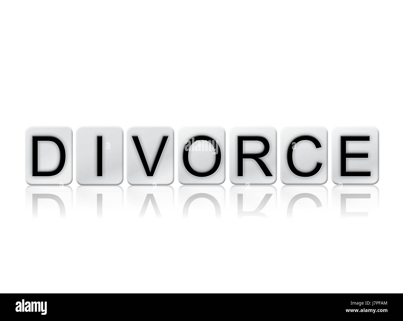 The word Divorce concept and theme written in white tiles and isolated ...