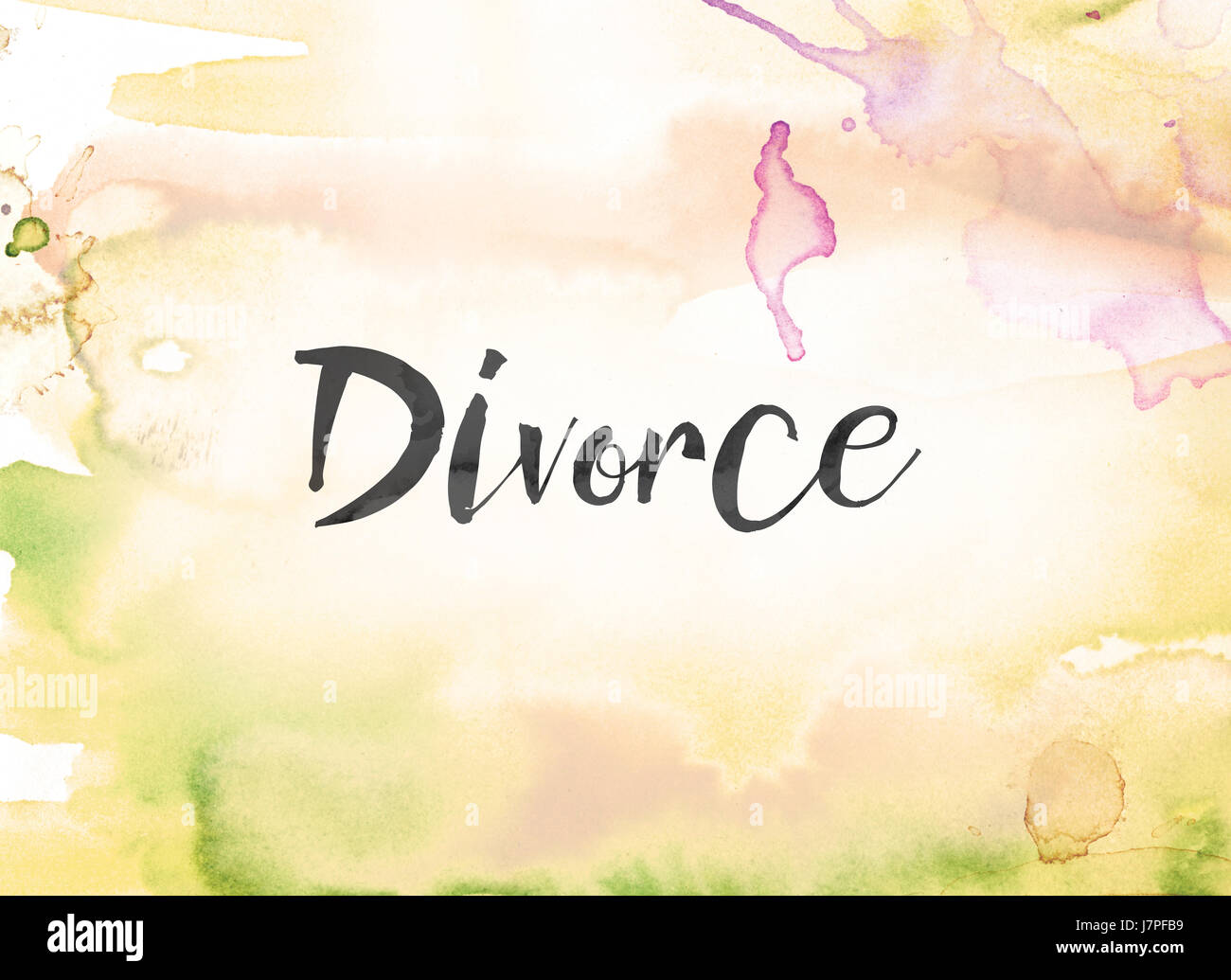 The word Divorce concept and theme written in black ink on a colorful ...