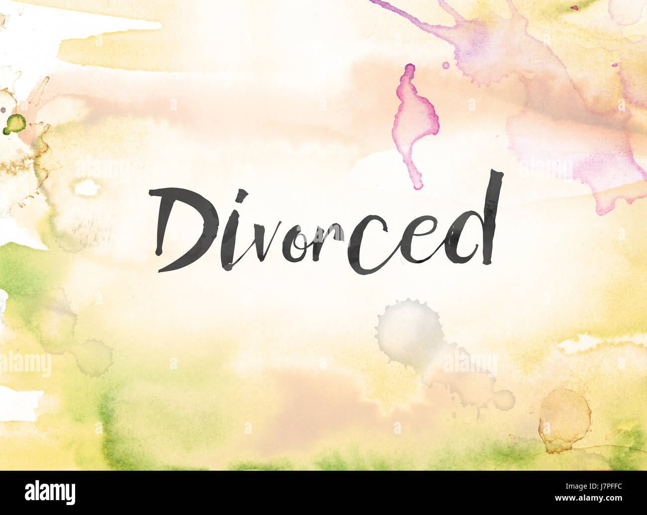 The word Divorced concept and theme written in black ink on a colorful ...