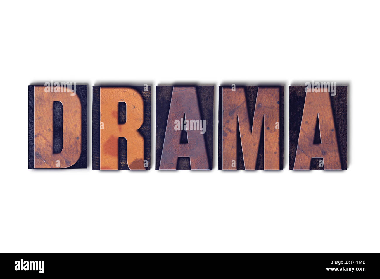 The word Drama concept and theme written in vintage wooden letterpress ...