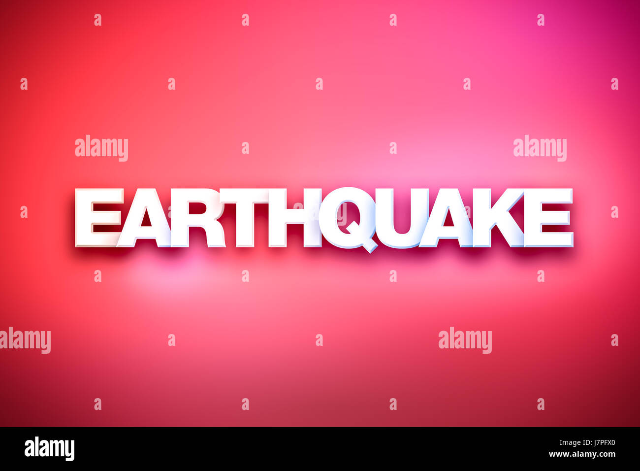 The word Earthquake concept written in white type on a colorful ...