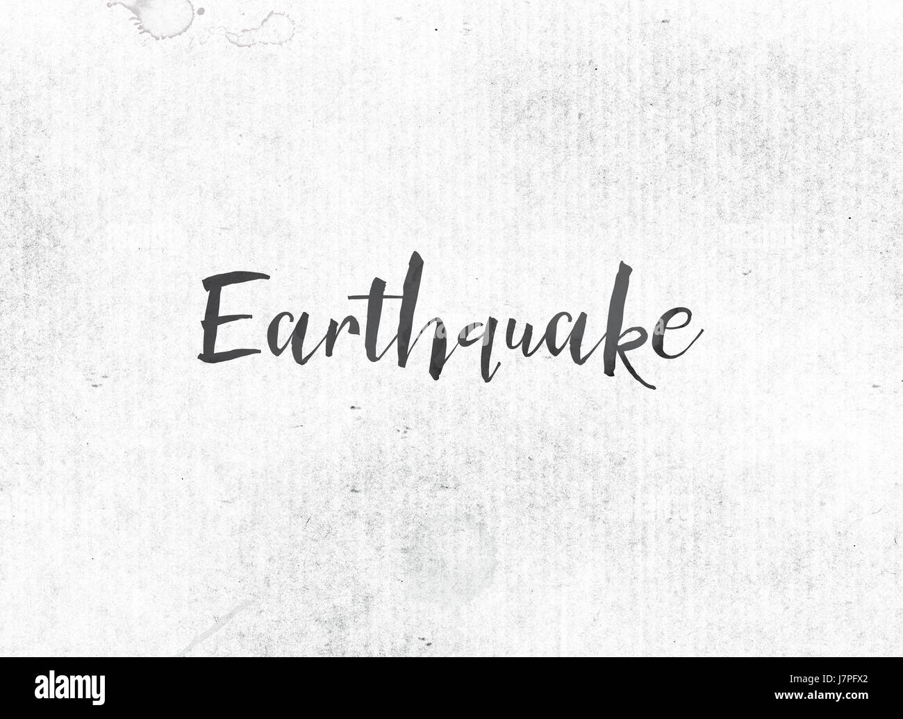 The word Earthquake concept and theme painted in black ink on a ...