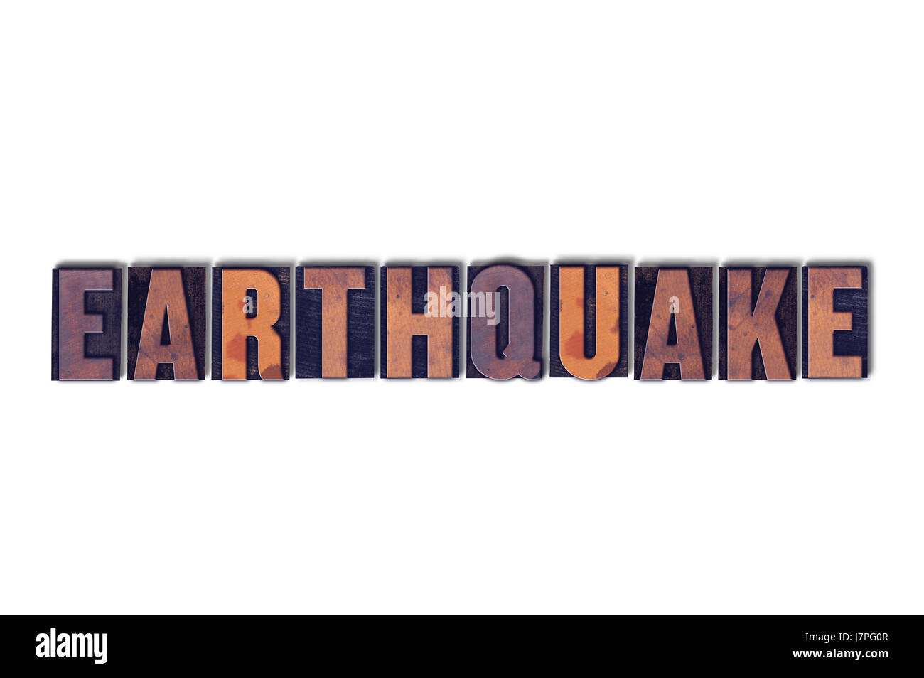 The word Earthquake concept and theme written in vintage wooden ...