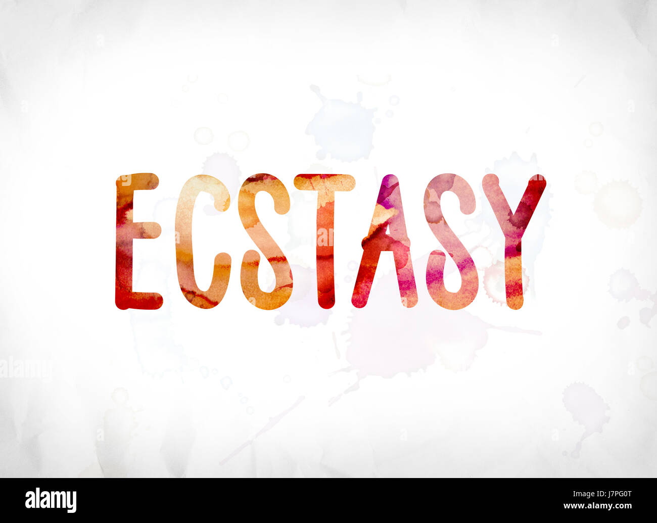 The word Ecstasy concept and theme painted in colorful watercolors on a ...