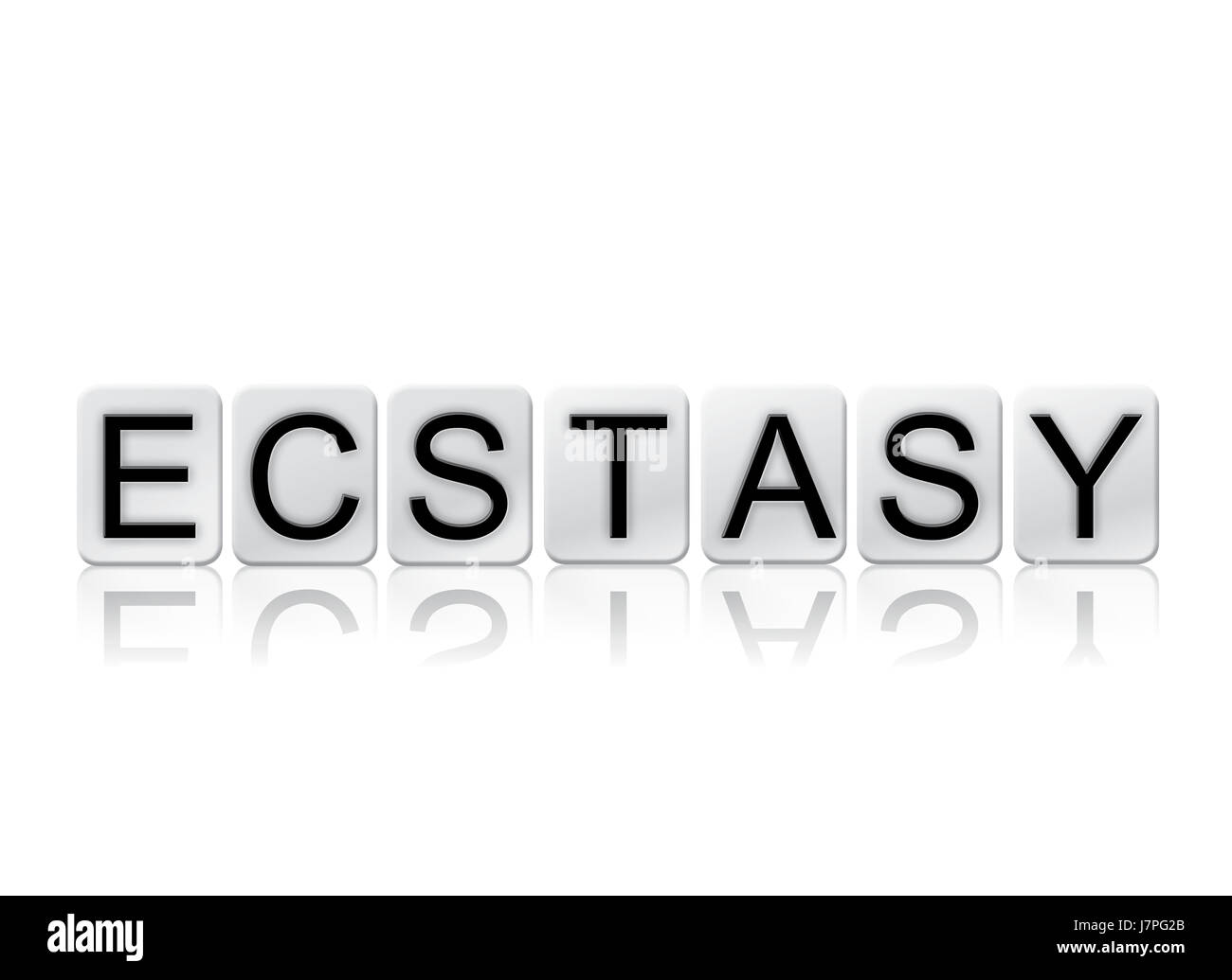 The word Ecstasy concept and theme written in white tiles and isolated ...