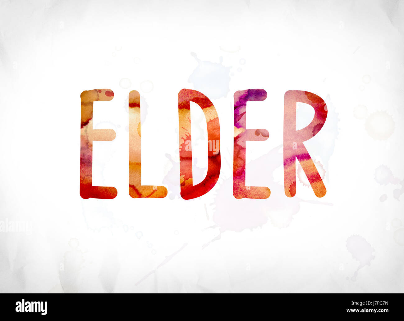The word Elder concept and theme painted in colorful watercolors on a ...