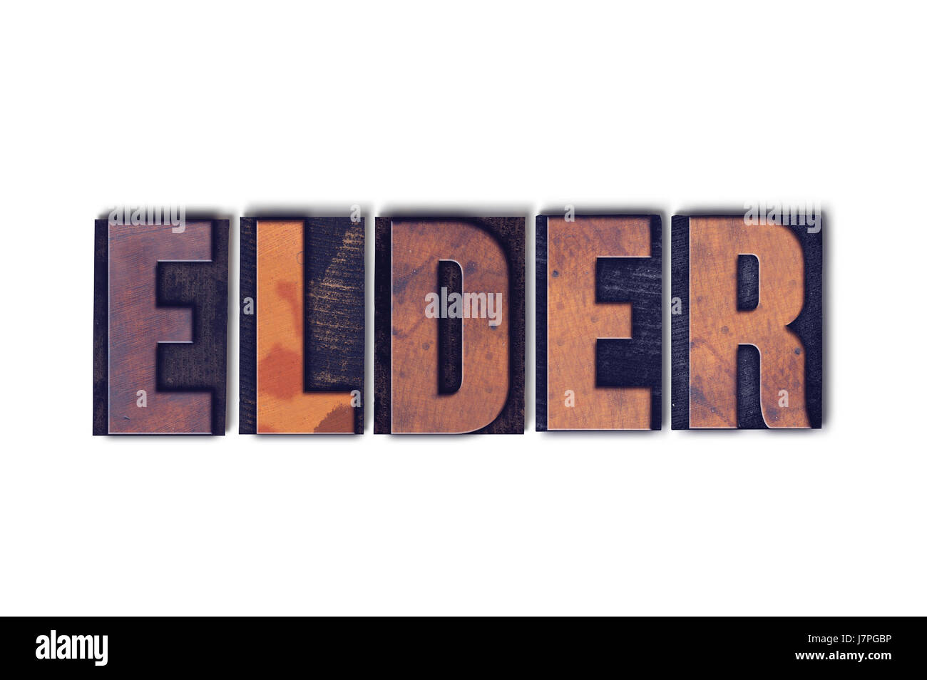The word Elder concept and theme written in vintage wooden letterpress ...