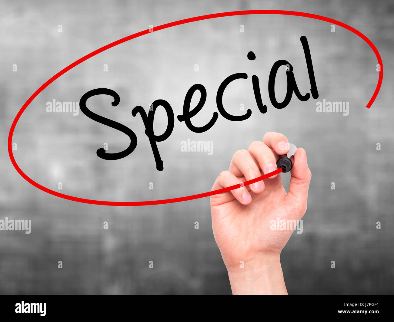 Man Hand writing Special with black marker on visual screen. Isolated ...