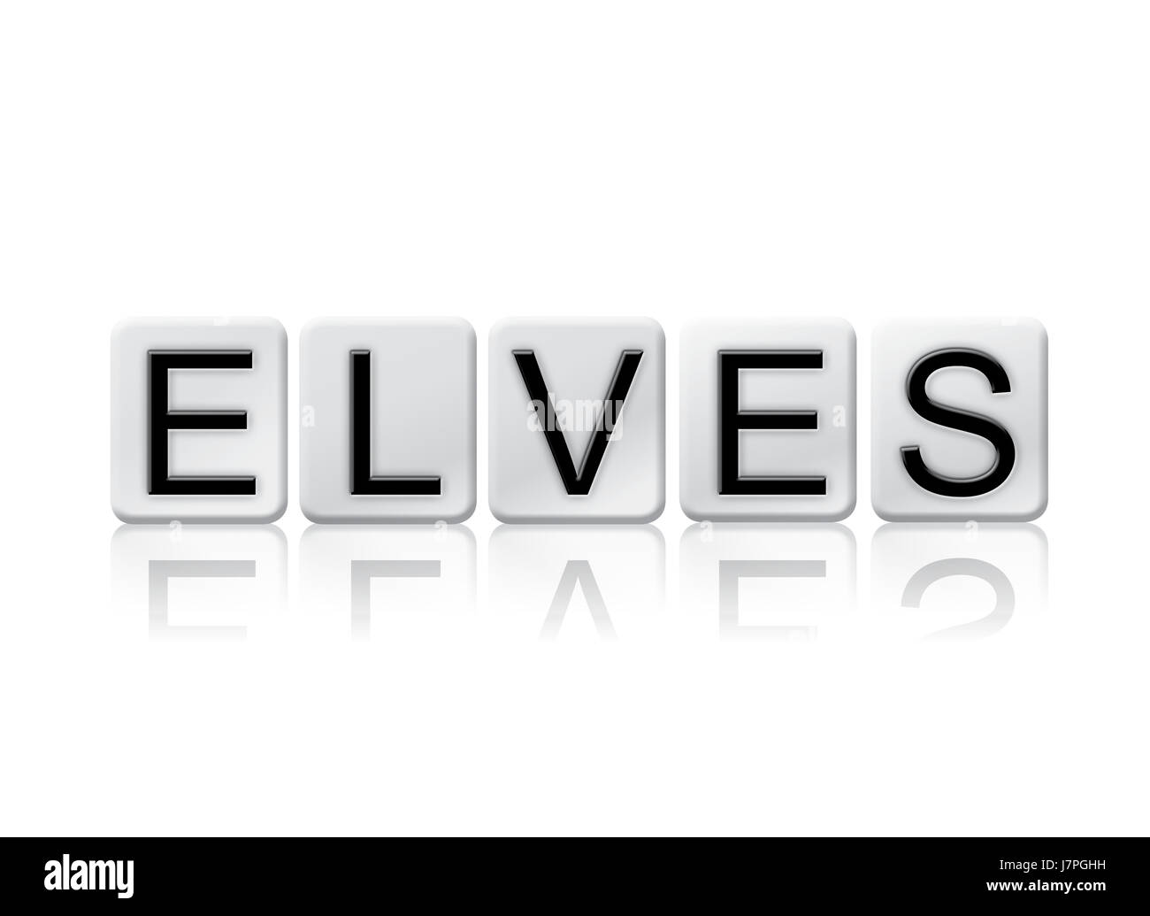 The word Elves concept and theme written in white tiles and isolated on ...