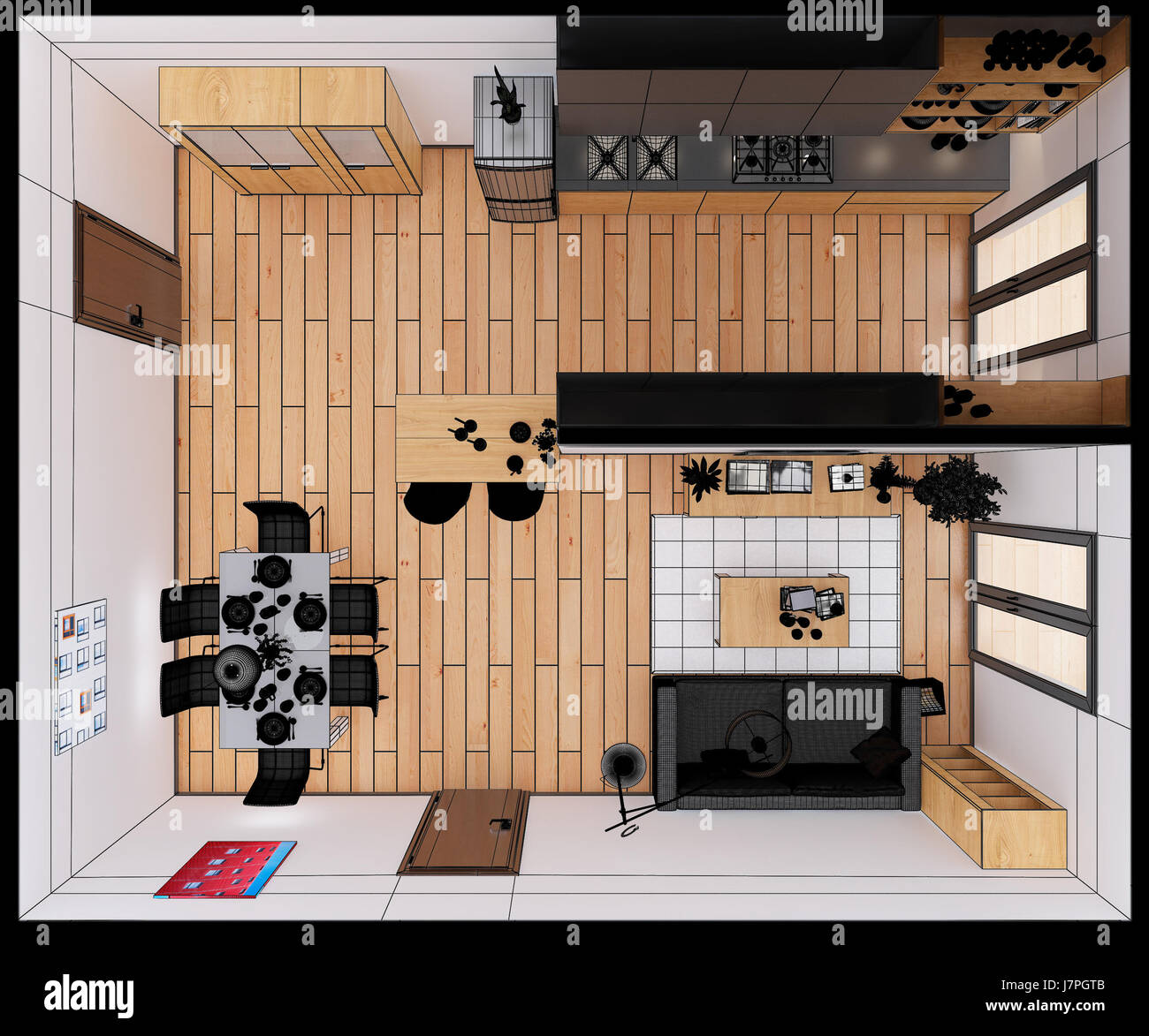 Room interior top view 3d hi-res stock photography and images - Alamy
