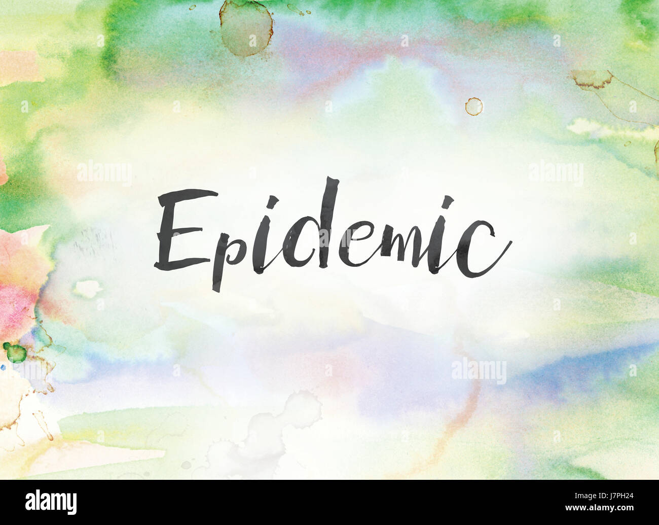 The word Epidemic concept and theme written in black ink on a colorful ...