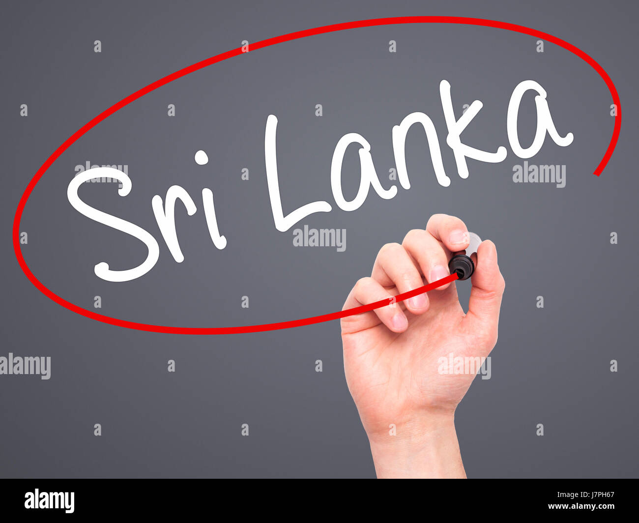 Man Hand writing Sri Lanka with black marker on visual screen. Isolated ...