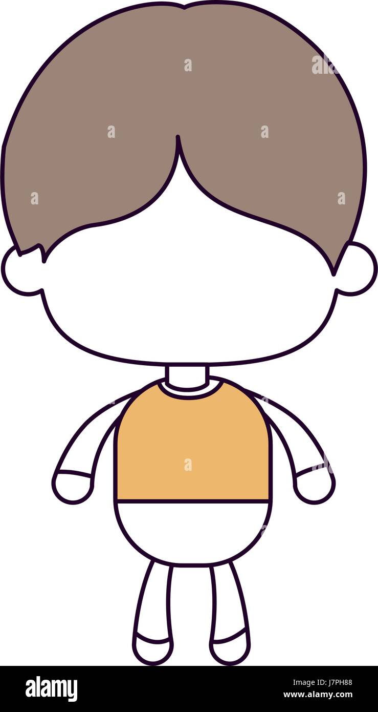 silhouette color sections and light brown hair of faceless little boy ...