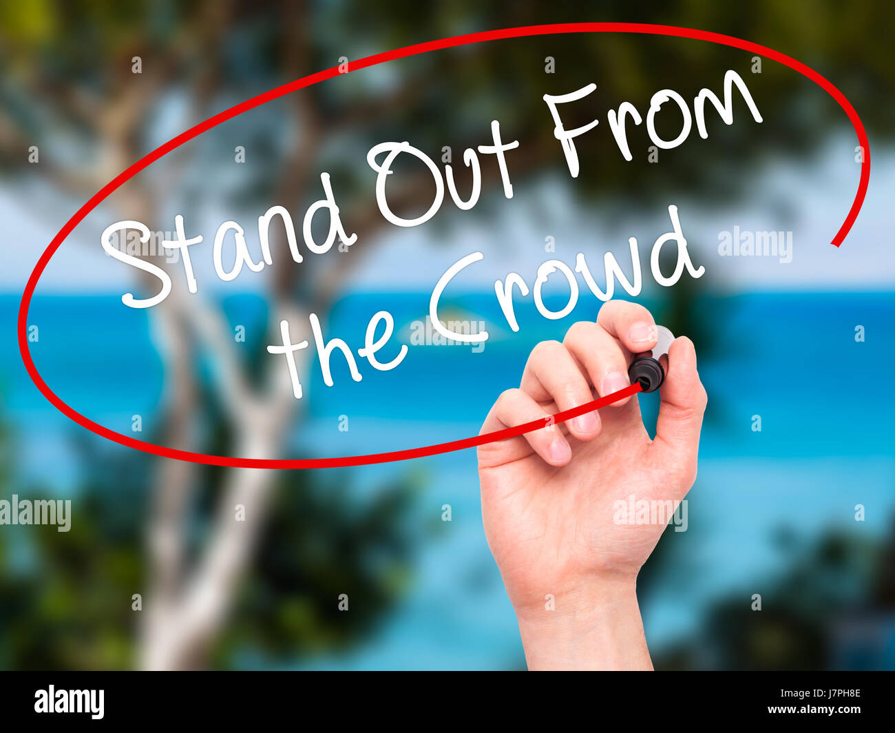Man Hand writing Stand Out From the Crowd with black marker on visual ...