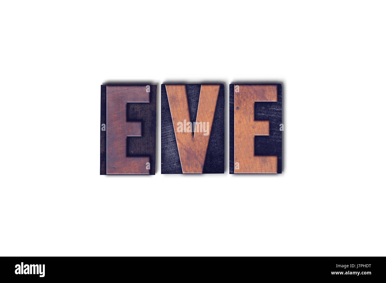 The word Eve concept and theme written in vintage wooden letterpress ...