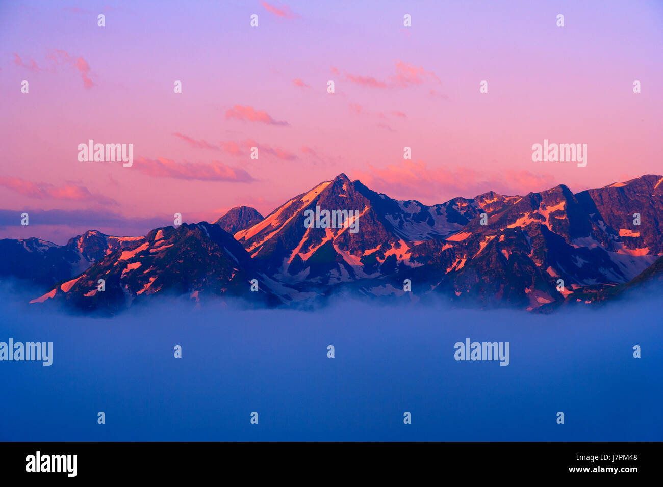 Sunset in the Caucasus mountains. Western Caucasus, Russia Stock Photo ...
