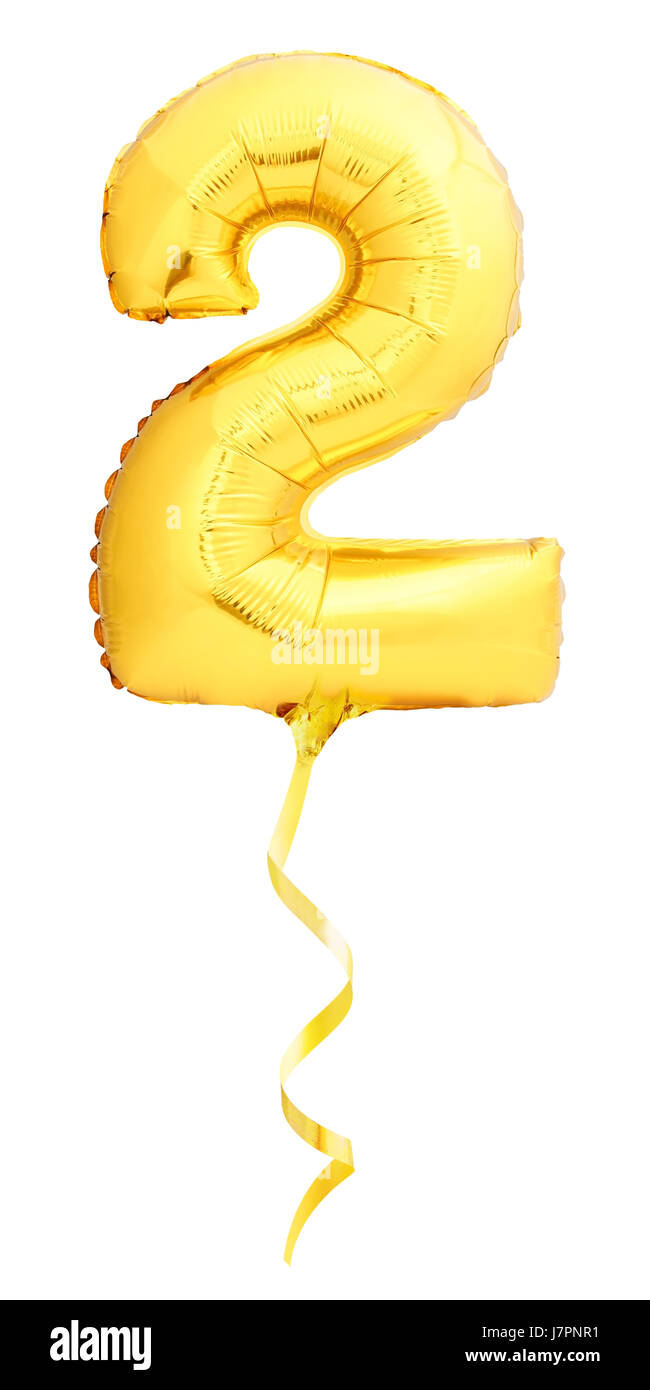 Golden number 2 made of inflatable balloon Stock Photo - Alamy