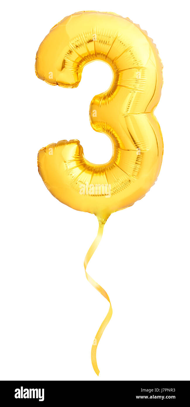 Golden number 3 made of inflatable balloon Stock Photo - Alamy