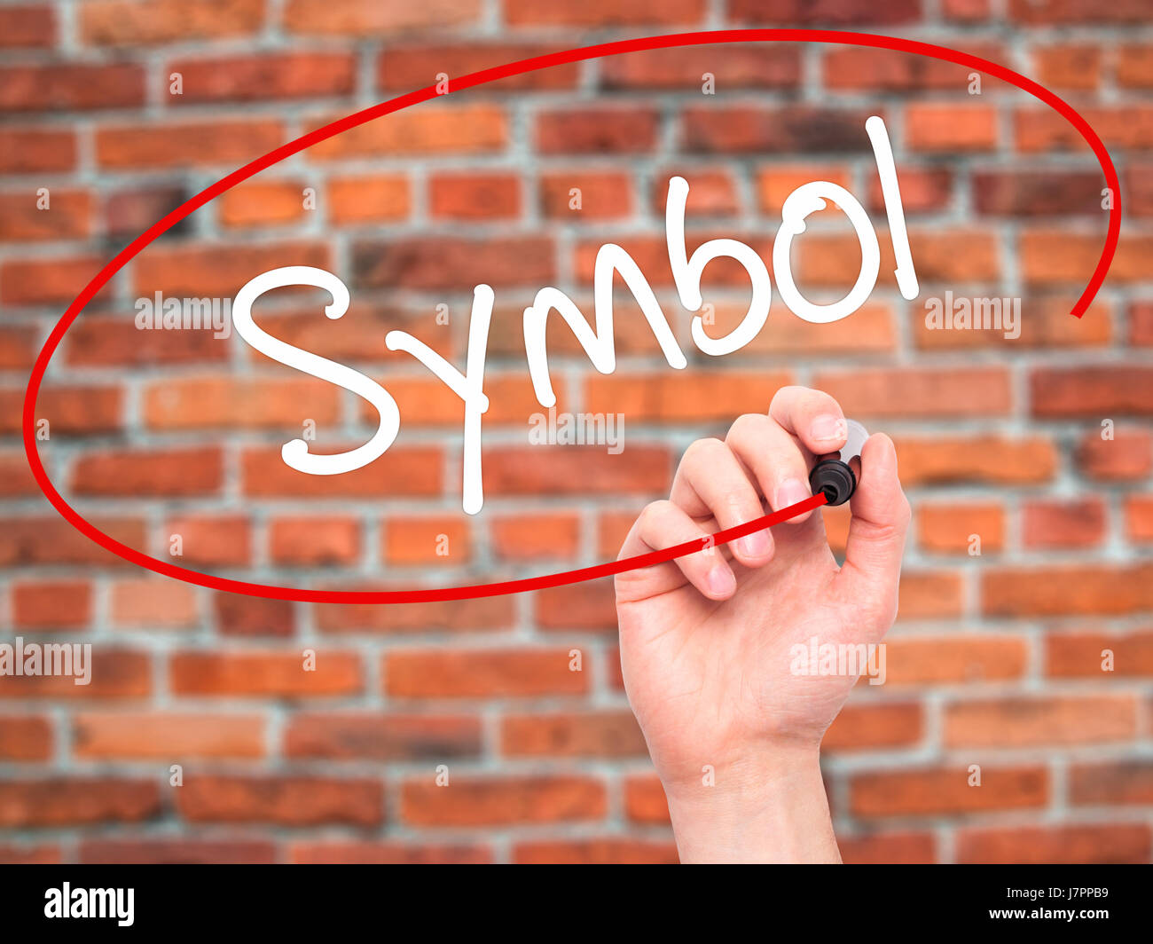 Man Hand writing Symbol with black marker on visual screen. Isolated on ...