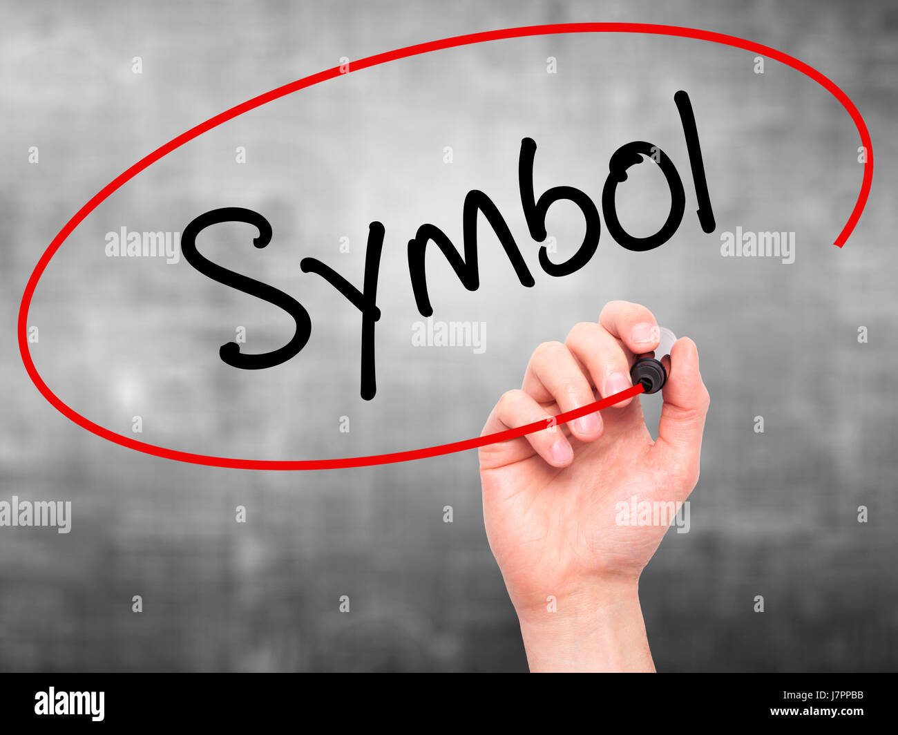 Man Hand writing Symbol with black marker on visual screen. Isolated on ...