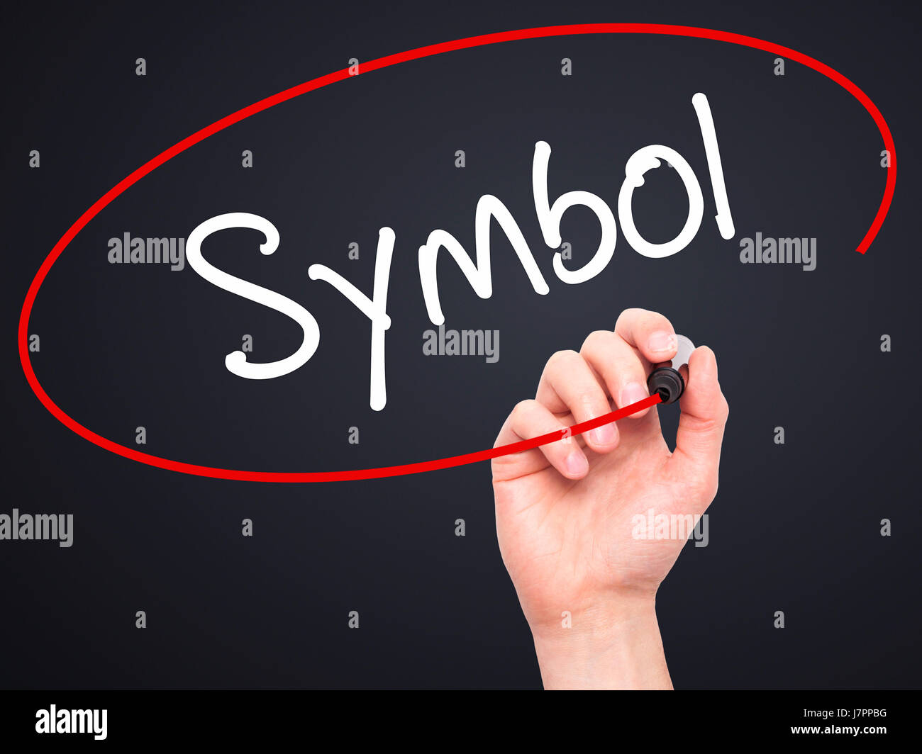 Man Hand writing Symbol with black marker on visual screen. Isolated on ...