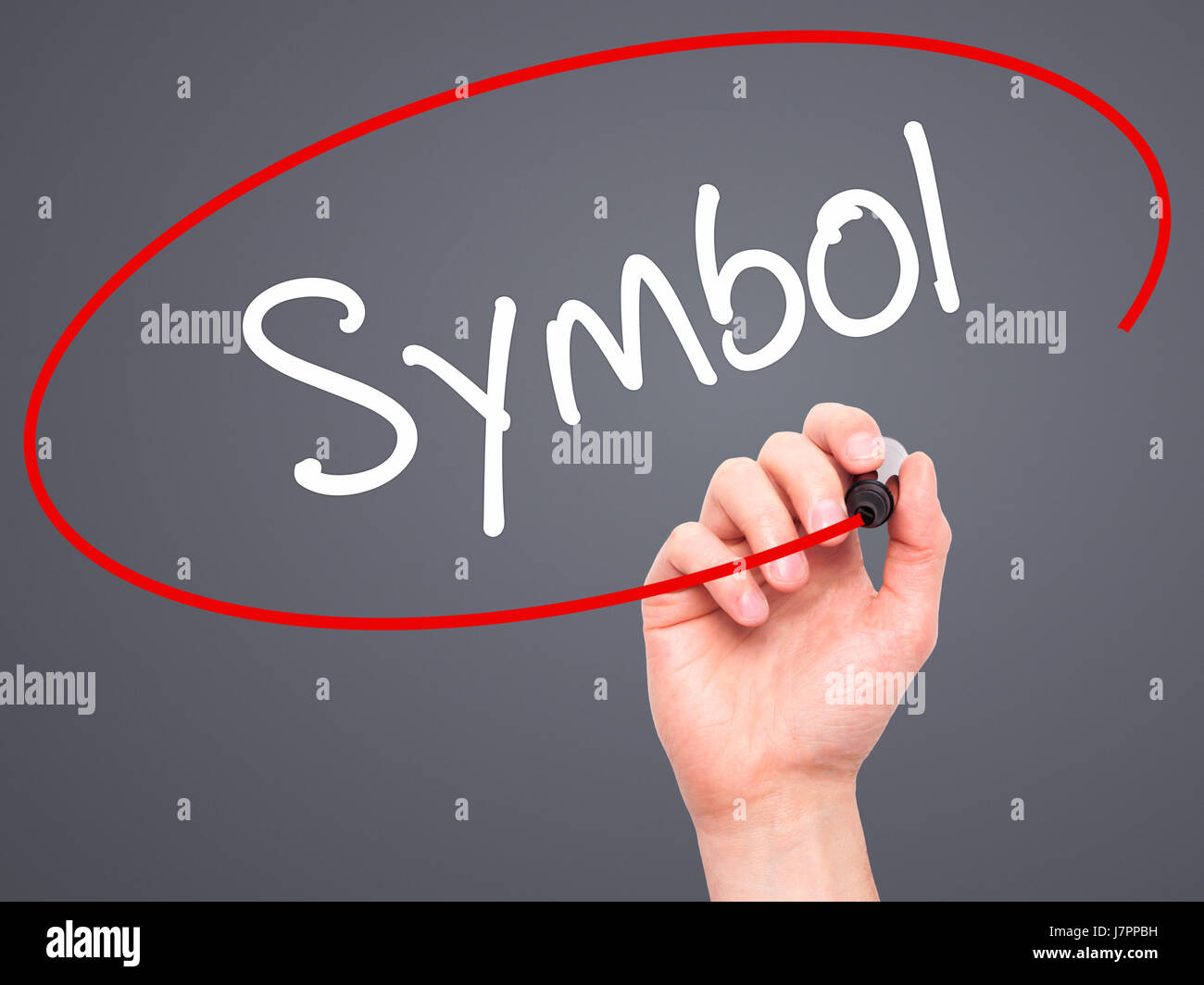 Man Hand writing Symbol with black marker on visual screen. Isolated on ...