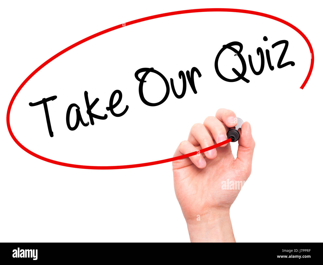 Man Hand writing Take Our Quiz with black marker on visual screen ...