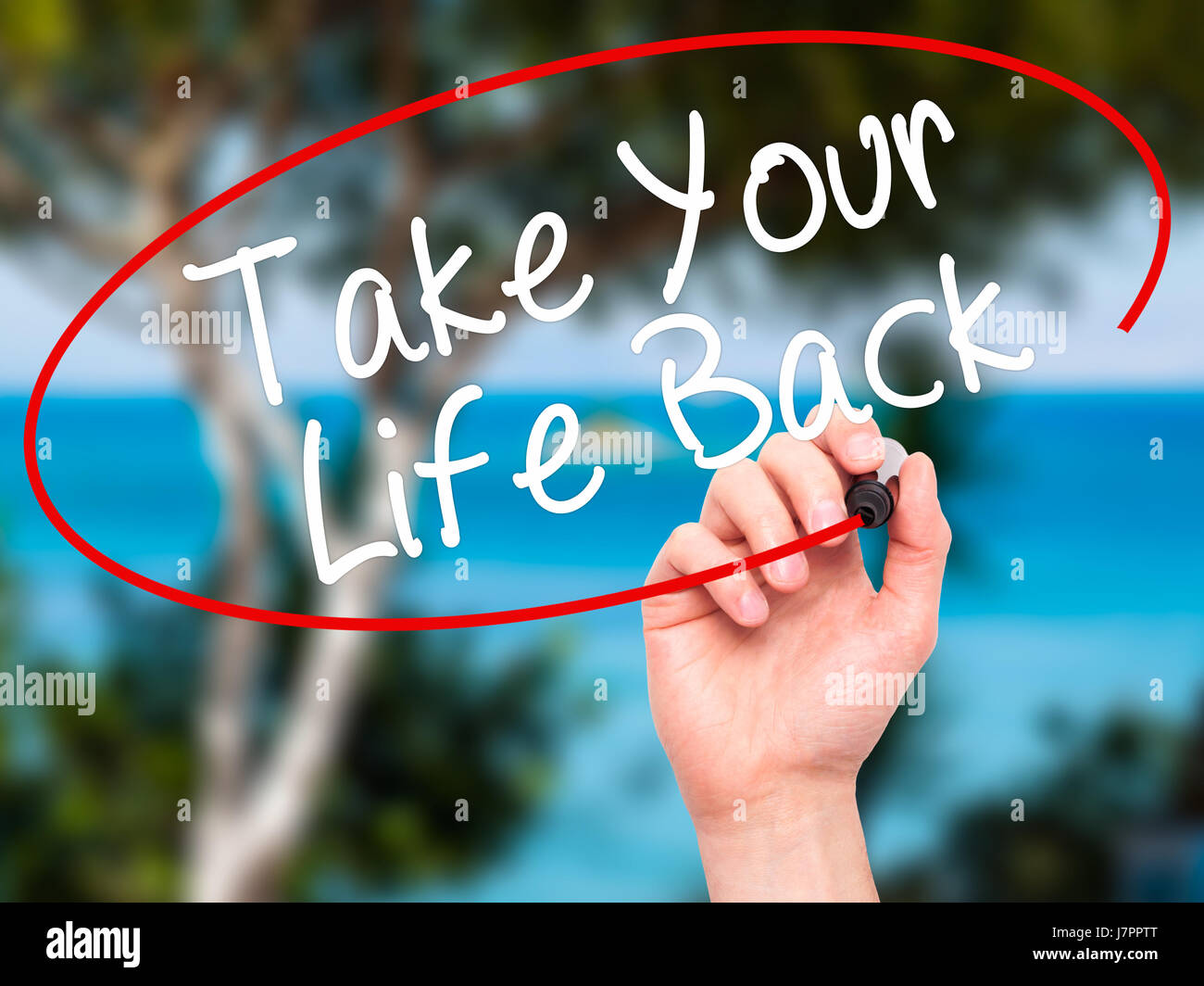 Man Hand writing Take Your Life Back with black marker on visual screen ...