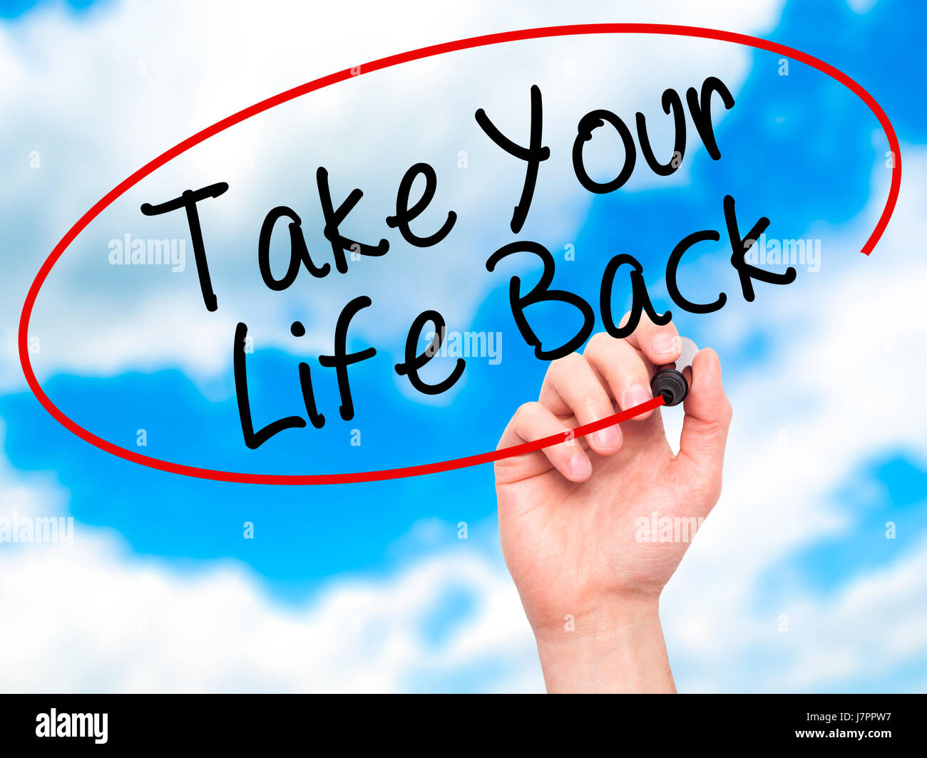 Man Hand writing Take Your Life Back with black marker on visual screen ...