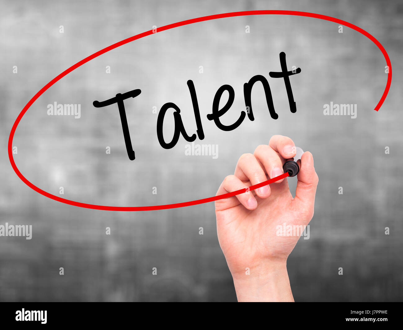 Man Hand writing Talent with black marker on visual screen. Isolated on ...