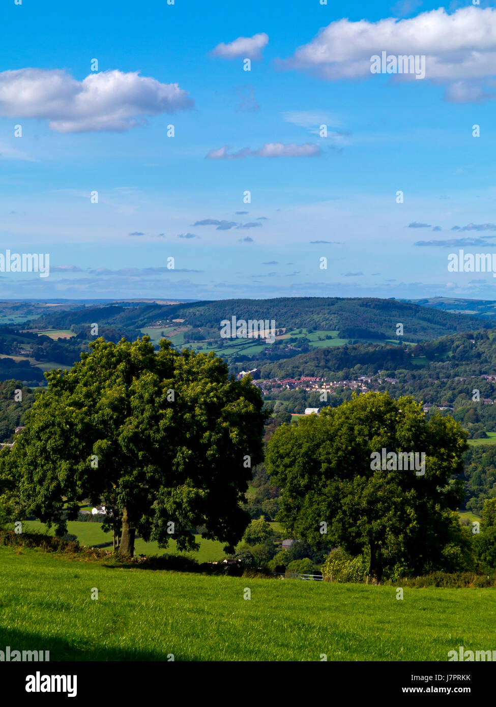 Peak District landscape looking north from Matlock in Derbyshire ...