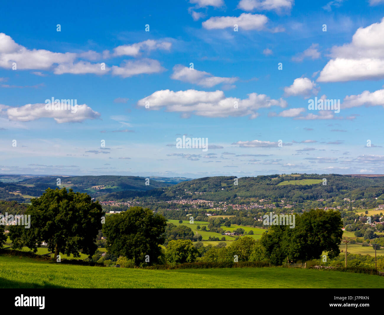 Peak District landscape looking north from Matlock in Derbyshire ...