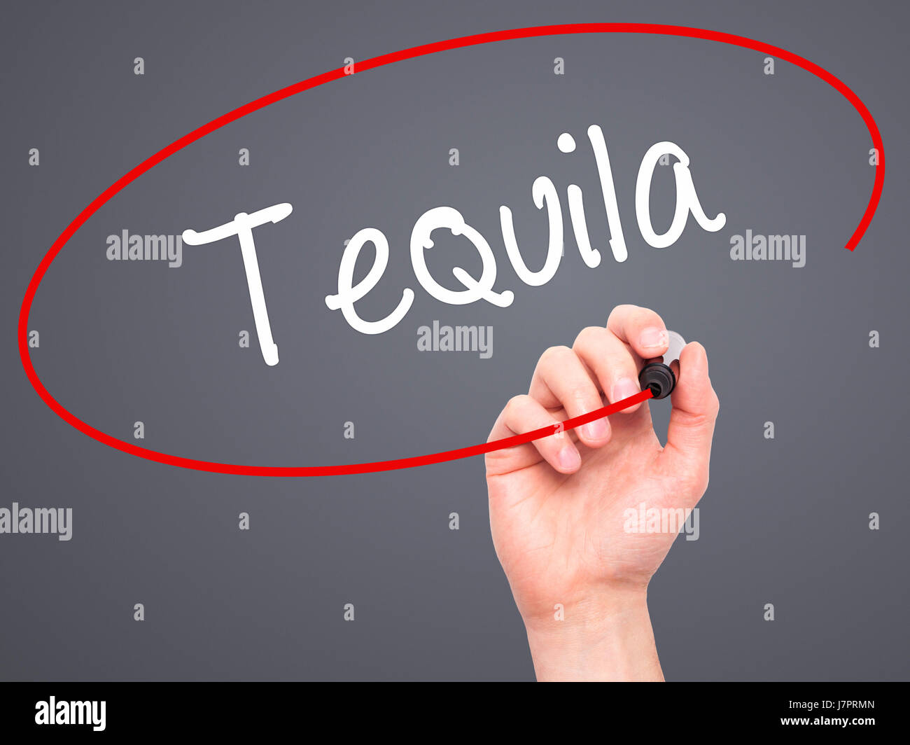 Man Hand writing Tequila with black marker on visual screen. Isolated ...