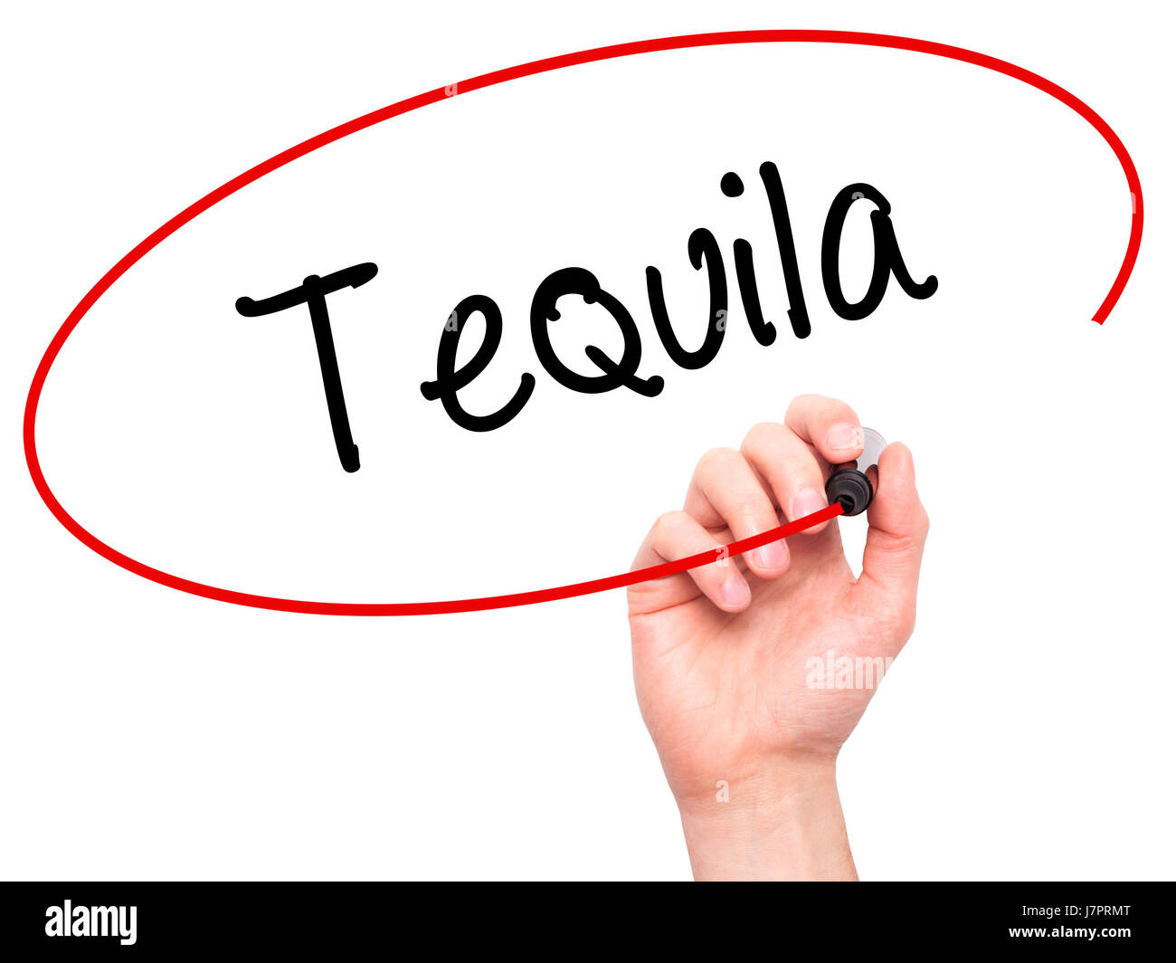 Man Hand writing Tequila with black marker on visual screen. Isolated ...