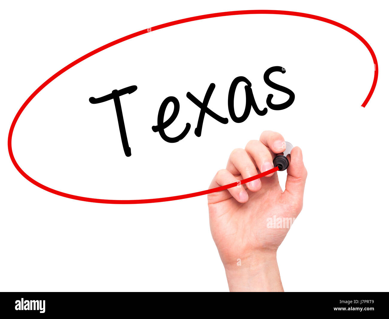 Man Hand writing Texas with black marker on visual screen. Isolated on ...