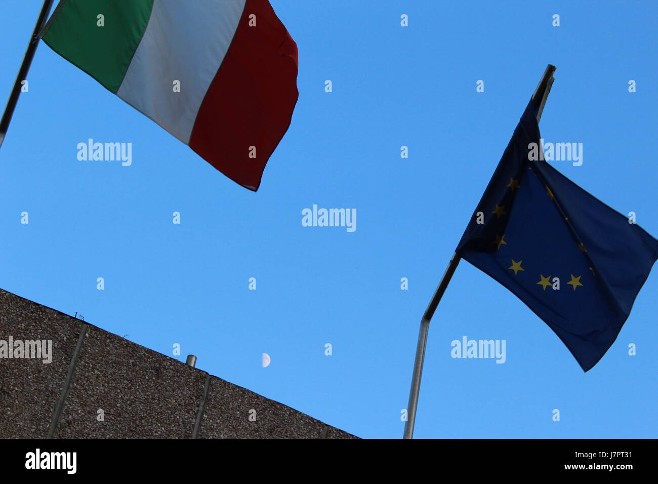 Flags and Moon Stock Photo - Alamy