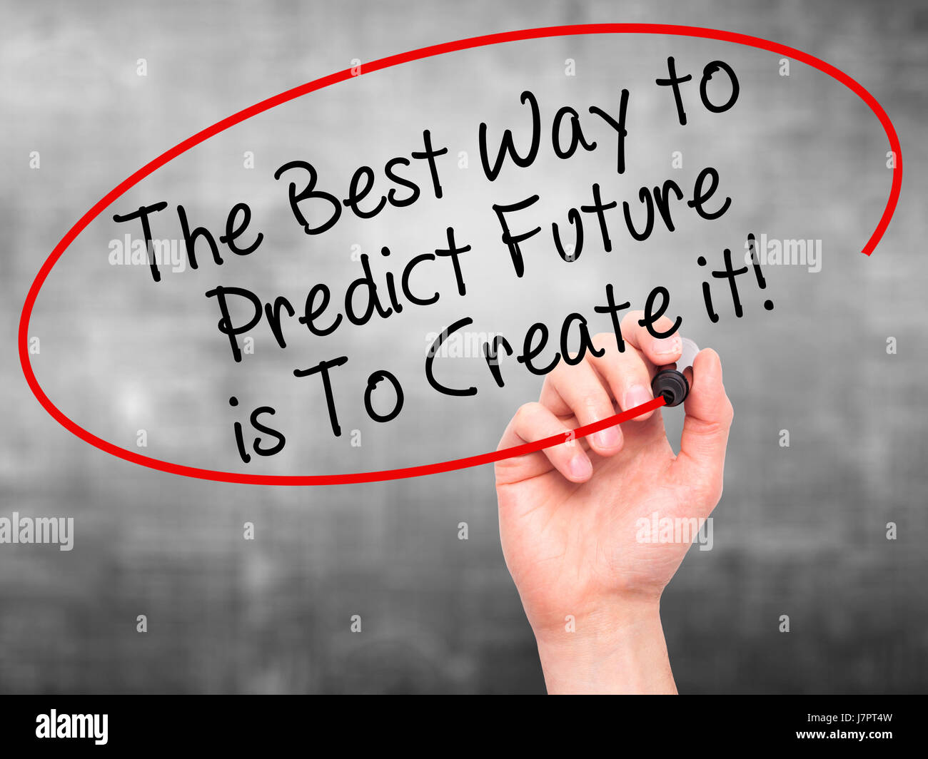 Man Hand writing The Best Way to Predict Future is To Create it! with ...