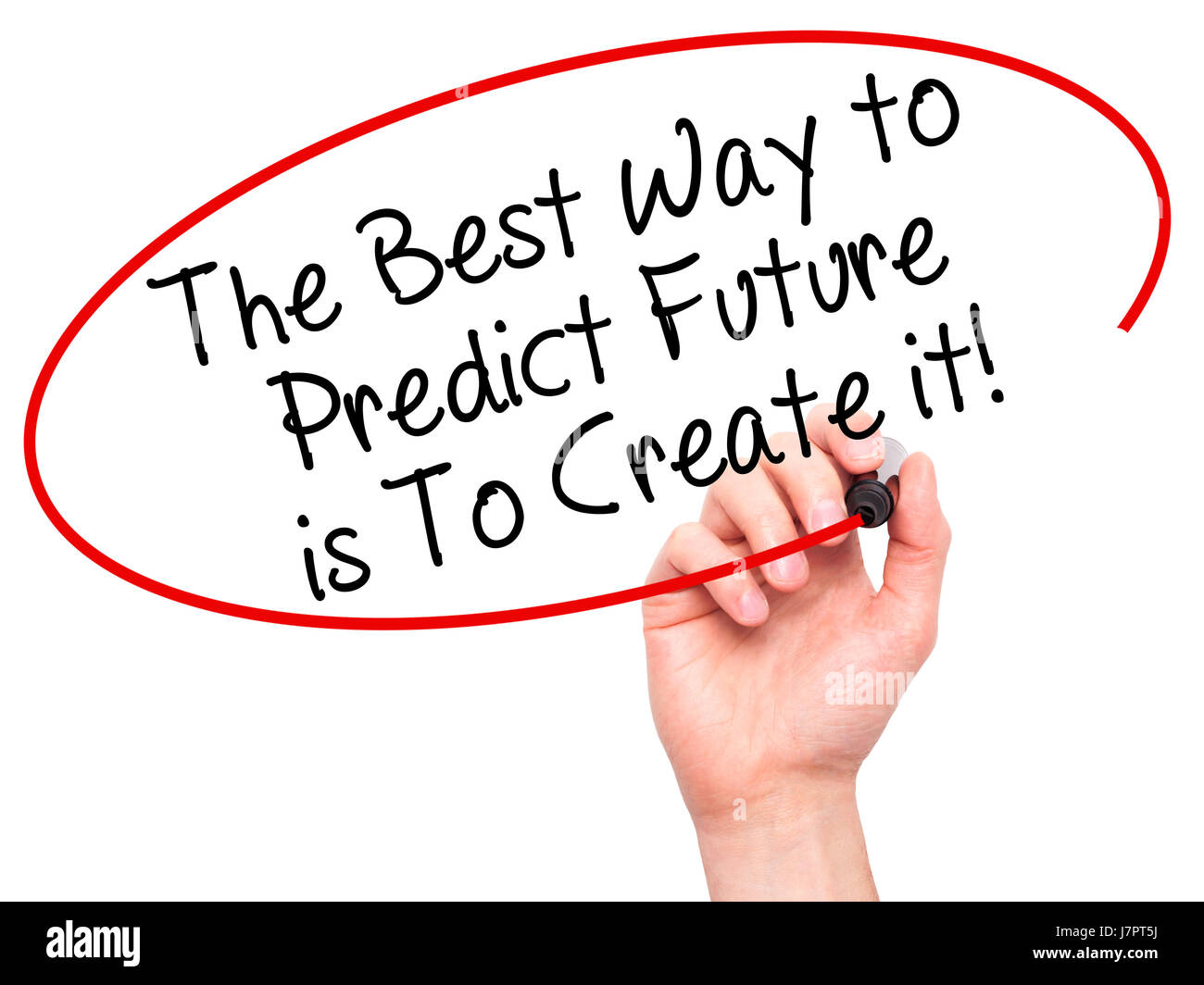 Man Hand writing The Best Way to Predict Future is To Create it! with ...