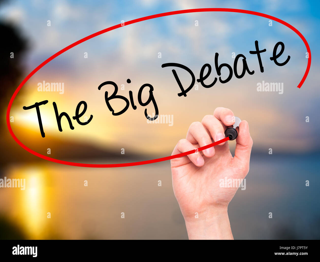 Man Hand writing The Big Debate with black marker on visual screen ...