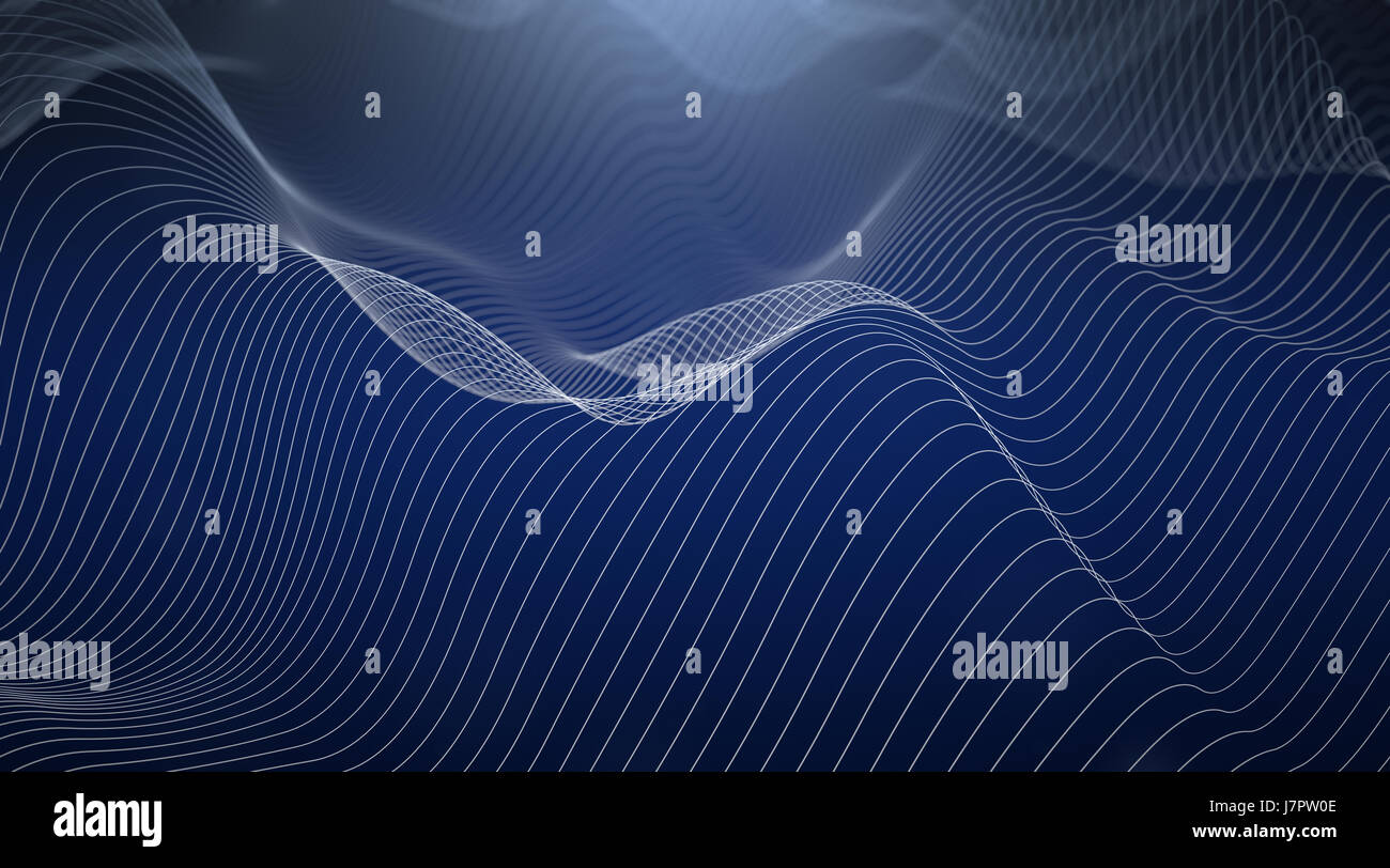 Abstract Wavy Lines, white distorted lines on blue background Stock ...