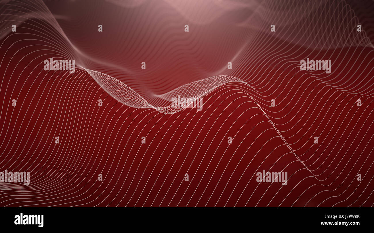 Abstract Wavy Lines, white distorted lines on red background Stock ...