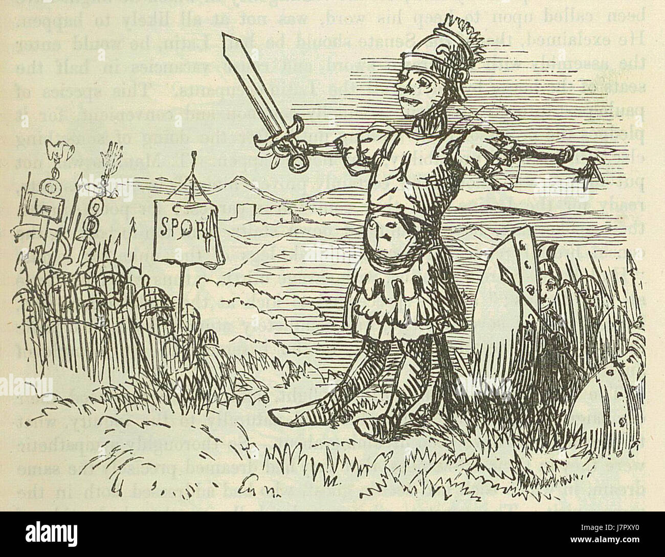 This illustration from 'Comic History of Rome' depicts a scarecrow ...