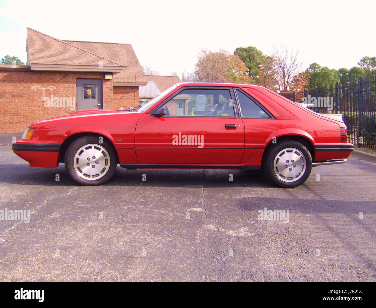 The 1986 Ford Mustang SVO in red is a classic American muscle car with ...